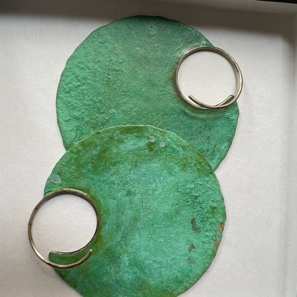 Jewelry | 14 G Mega Brass Blade Hoop Earrings With A Blue Green Patina ...